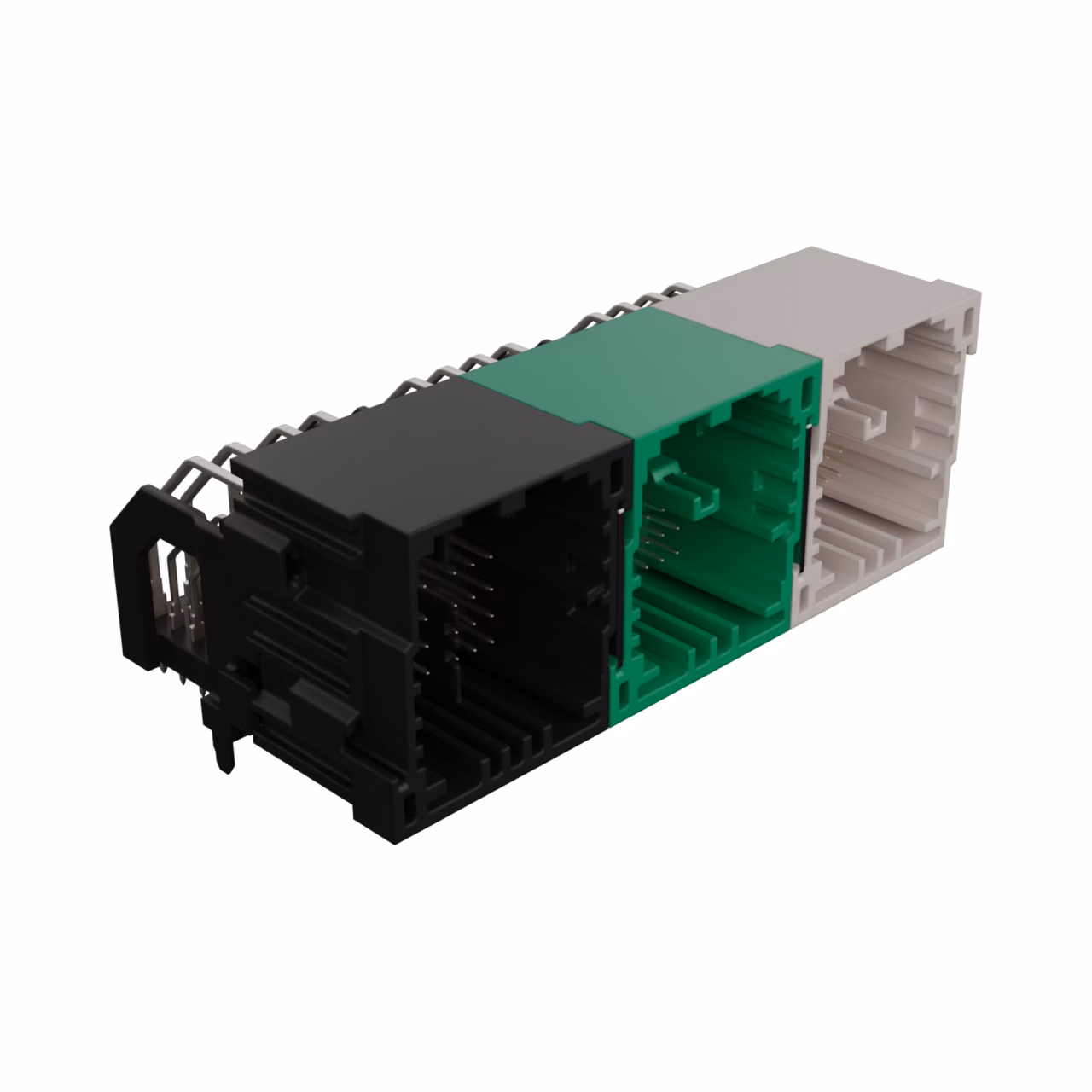 stAK50h 3 Bay Right-Angle Hybrid Header, 88 Circuits, Bay 1: 32 Circuits/Key 1/Black; Bay 2: 28 Circuits/Key 2/Green; Bay 3: 28 Circuits/Key 3/Gray; Tube for sale