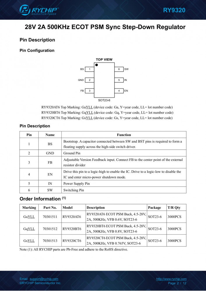 RY9320AT6 datasheet page 2