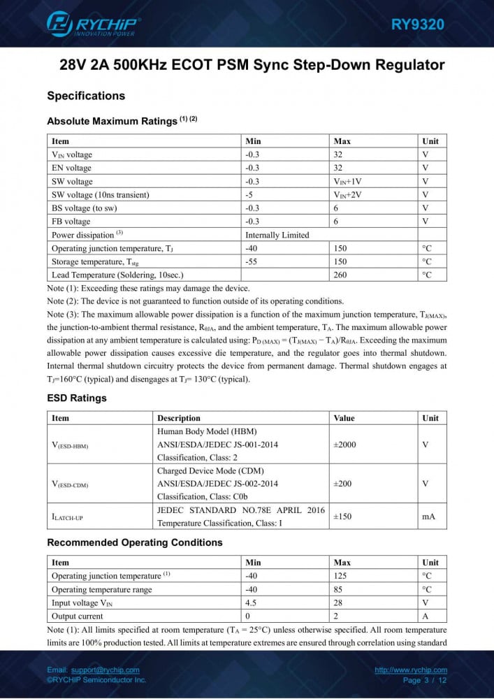 RY9320AT6 datasheet page 3