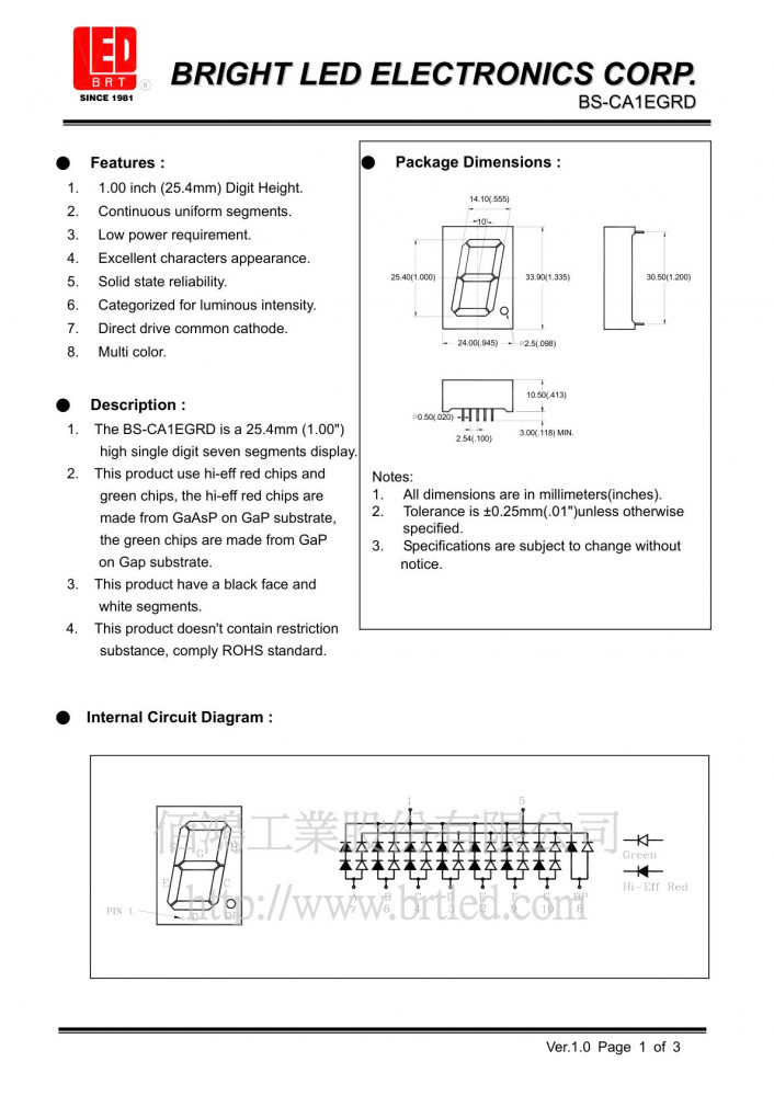 BS-CA1EGRD datasheet page 1