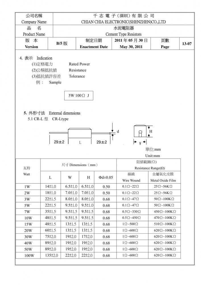 CCO cement resistor approval sheet page 8