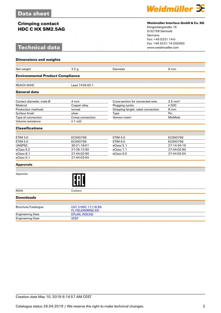 WEIDMULLER 1002920000 technical document page 2