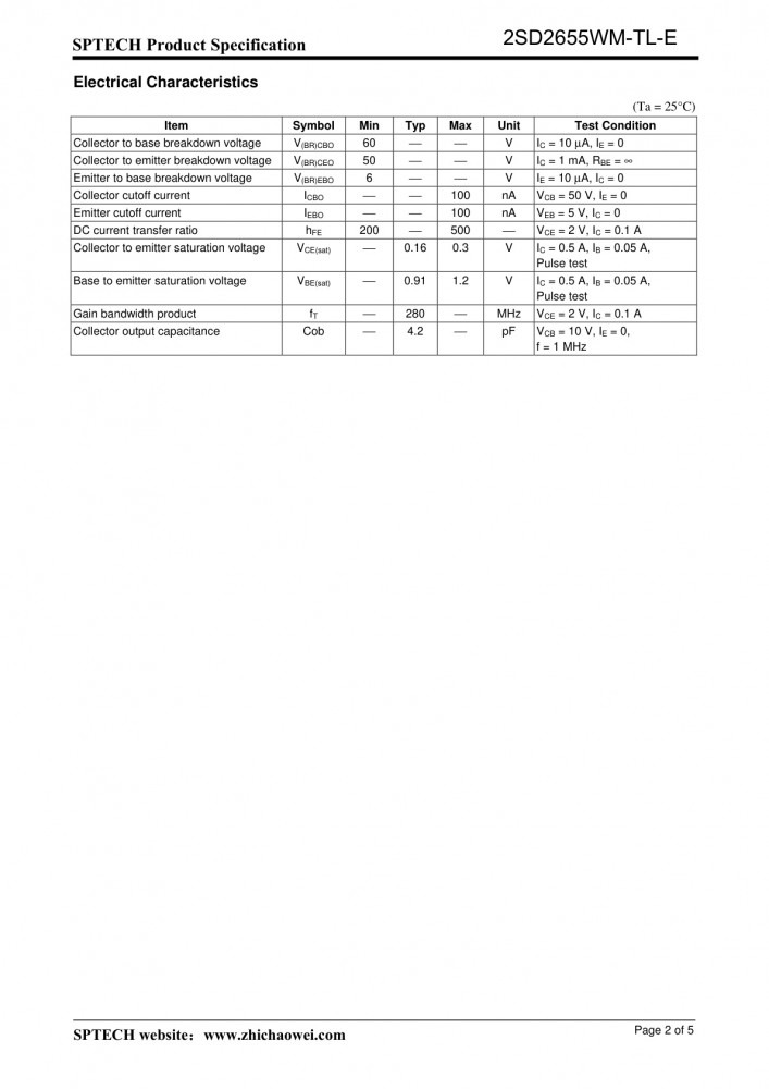 2SD2655WM-TL-E datasheet page 2