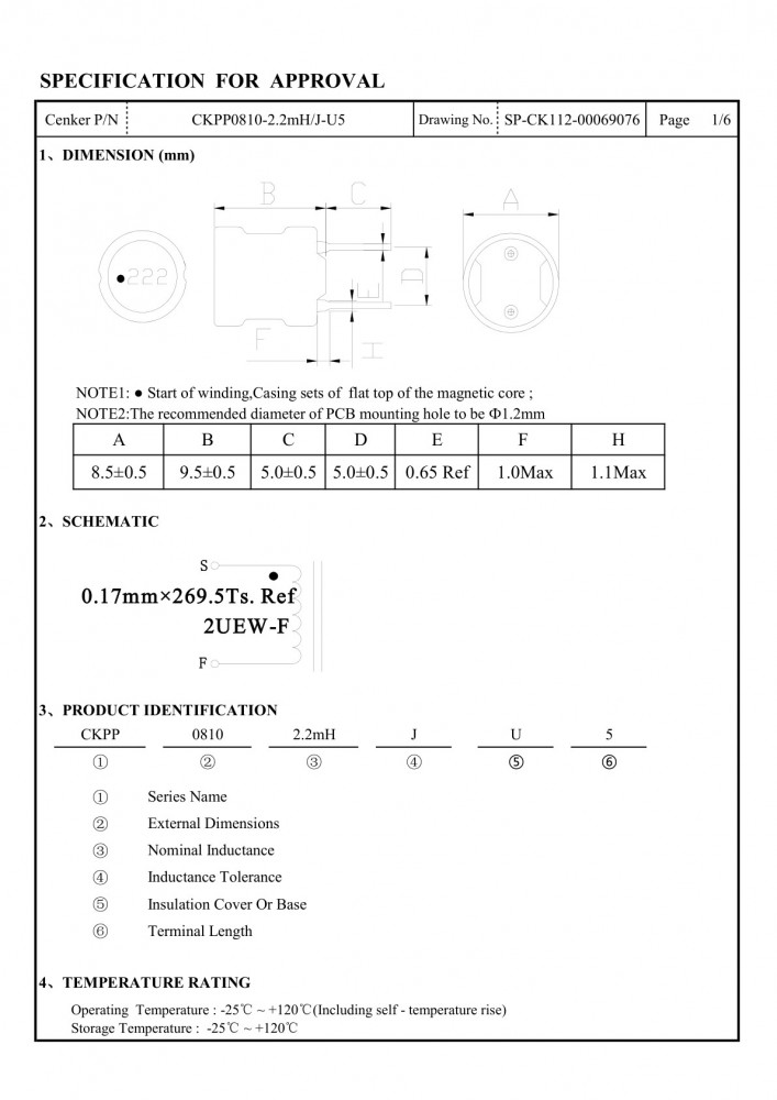CKPP0810-2.2mH/J-U5 specification page 3