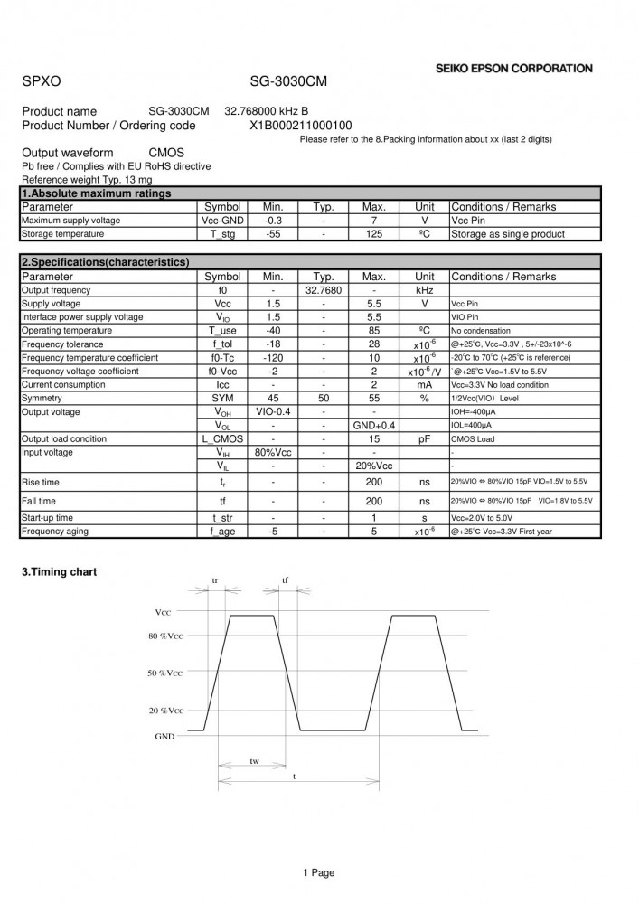 EPSON SG-3030CM technical document page 1