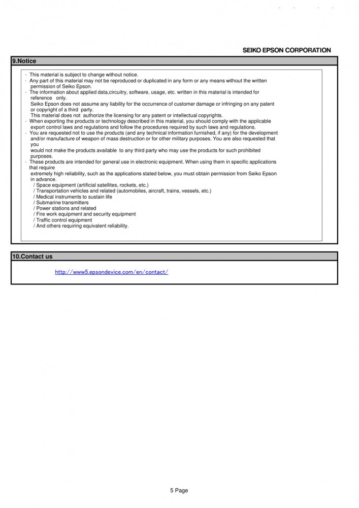 EPSON SG-3030CM technical document page 5