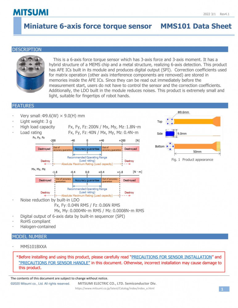 MMS101 datasheet page 1