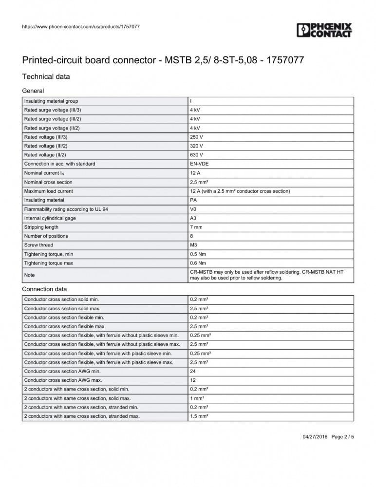 Phoenix Contact 1757077 technical document page 2