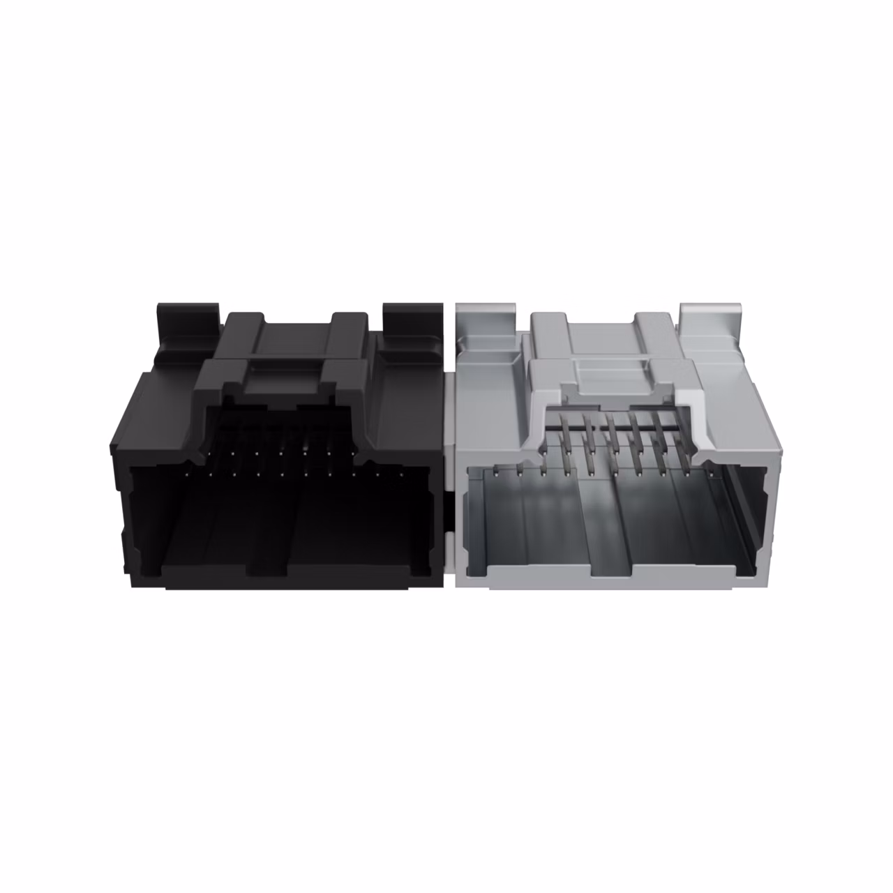Stac64 2 Bay Right-Angle Headers, Plastic Pin-Alignment-Plate, 40 Circuits, Bay A 20 Circuits Signal Header, Polarization A, Black; Bay B 20 Circuits Signal Header, Polarization B, Gray; Tray for sale