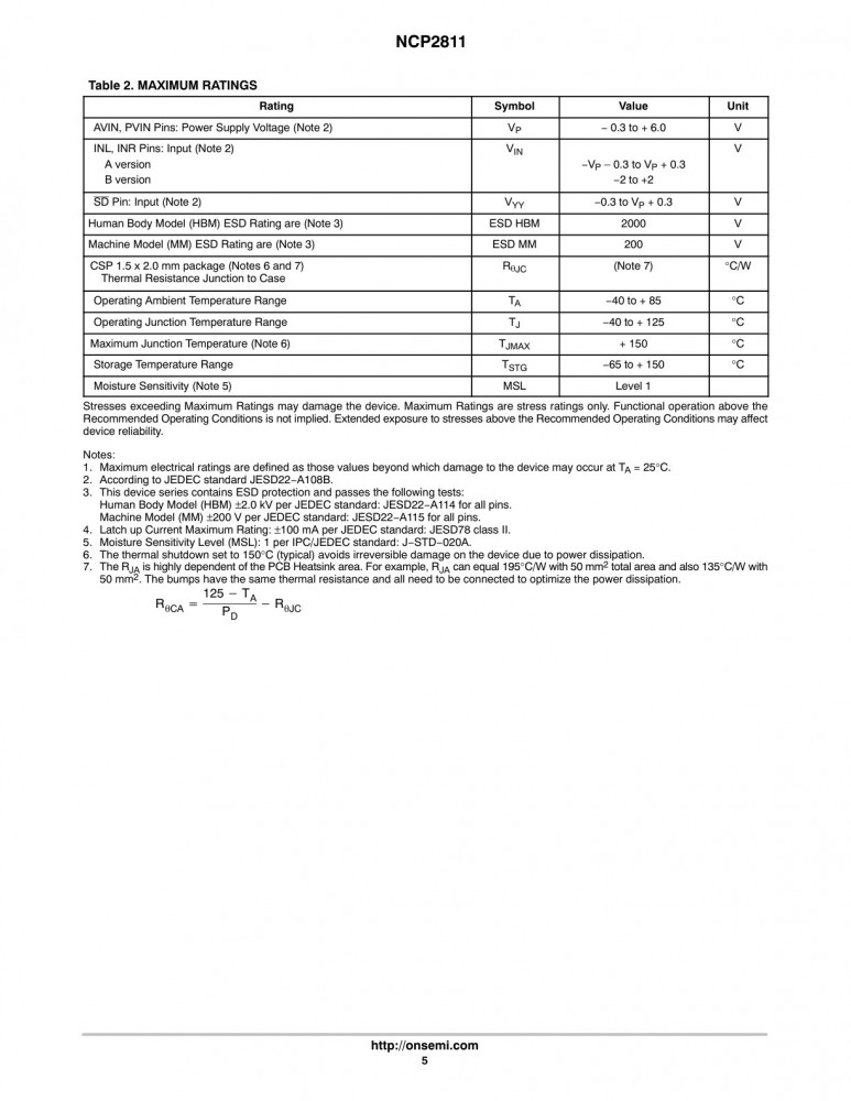 NCP2811 datasheet page 5