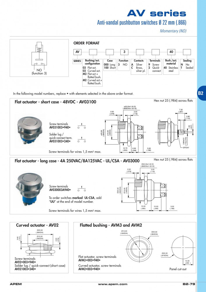 APEM AV series document page 4