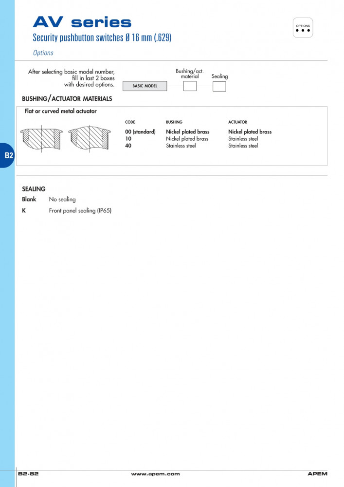 APEM AV series document page 7