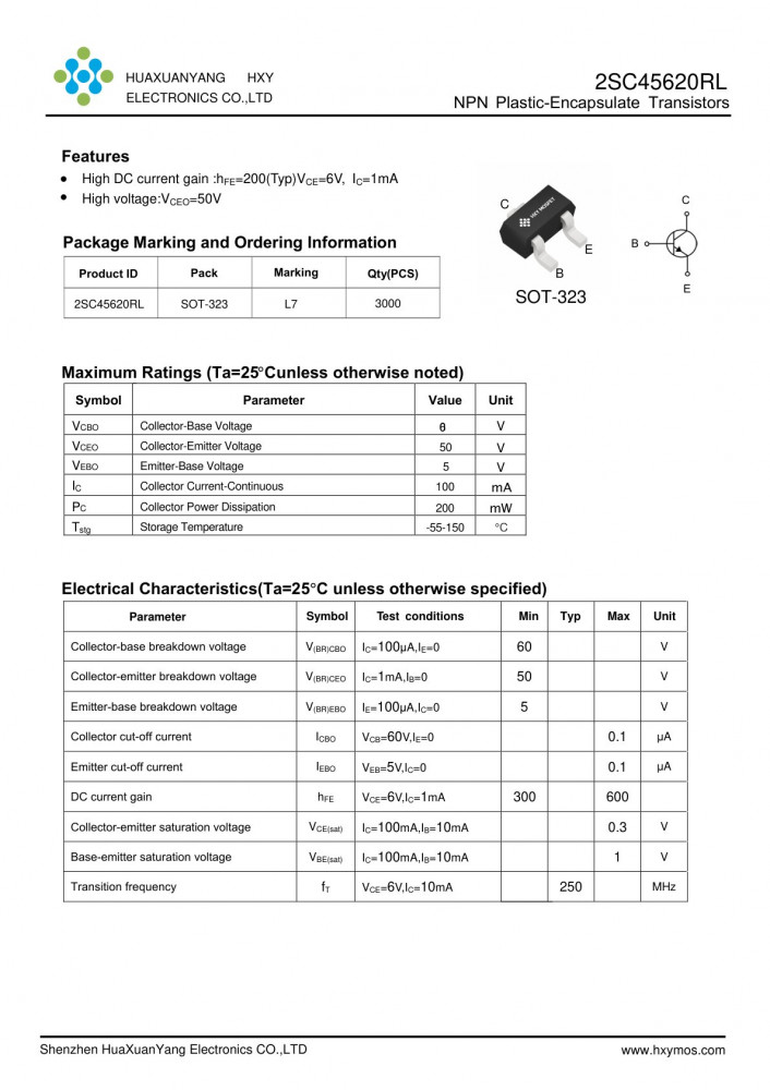 2SC45620RL-HXY datasheet page 1