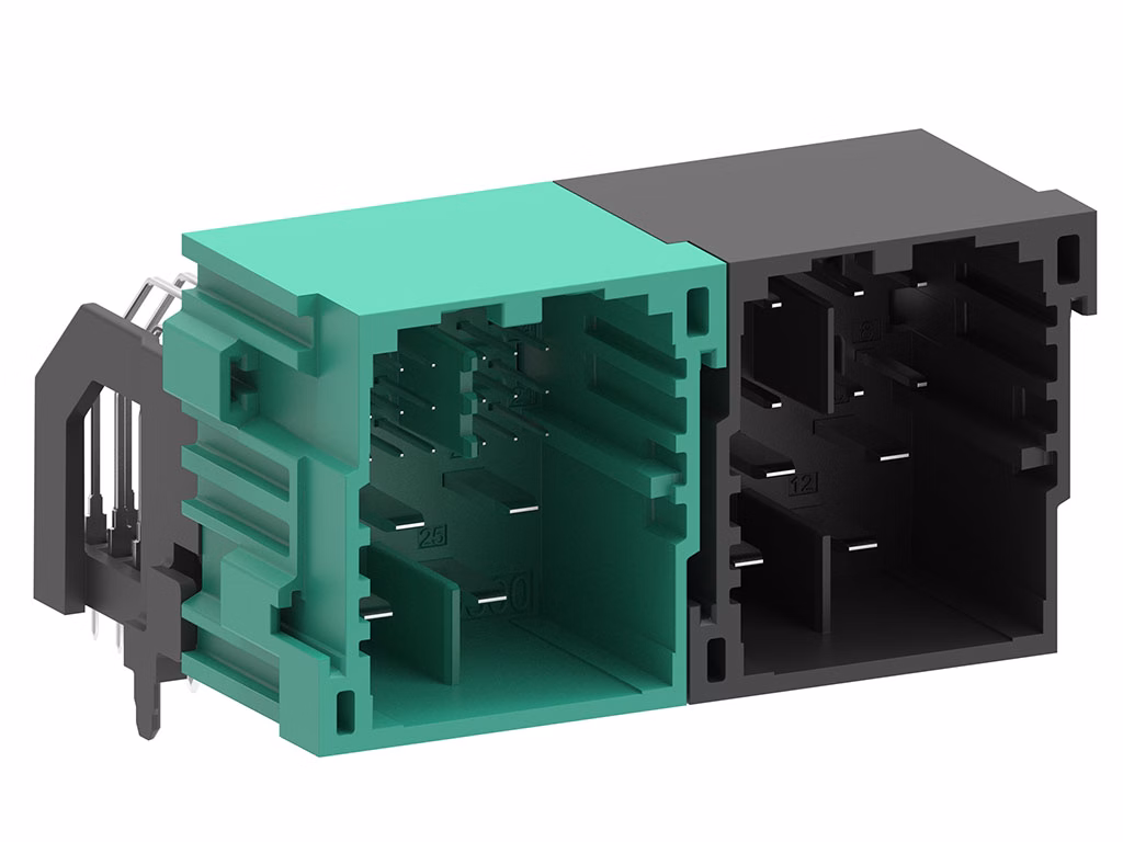 stAK50h 3 Bay Right-Angle Hybrid Header, 86 Circuits, Bay 1: 32 Circuits/Key 2/Blue; Bay 2: 27 Circuits/Key 2/Green; Bay 3: 27 Circuits/Key 1/Black; Tube