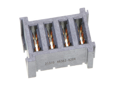 EXTreme Ten60Power Vertical Receptacle with Side Guides, 4 DC Power Circuits, 15 Signal Circuits, Press Fit Tail