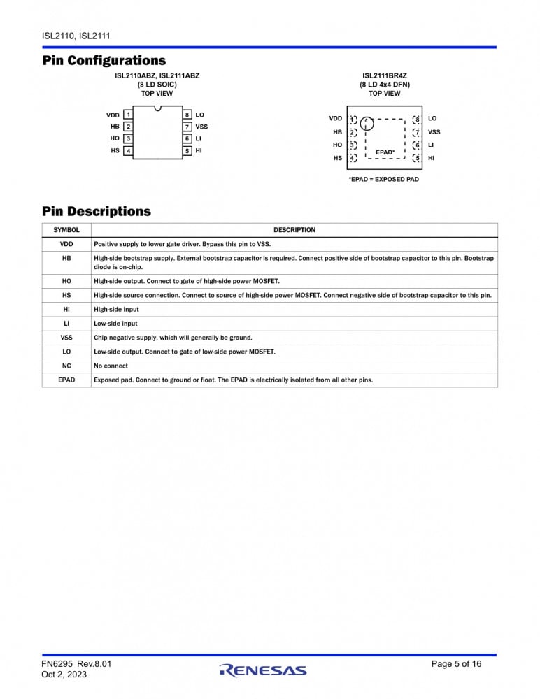 ISL2111ARTZ-T datasheet page 5