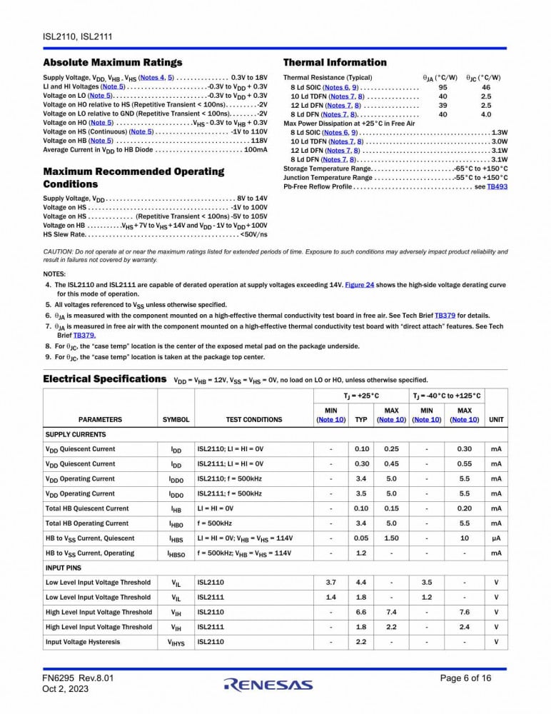 ISL2111ARTZ-T datasheet page 6