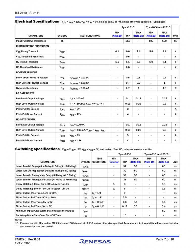 ISL2111ARTZ-T datasheet page 7