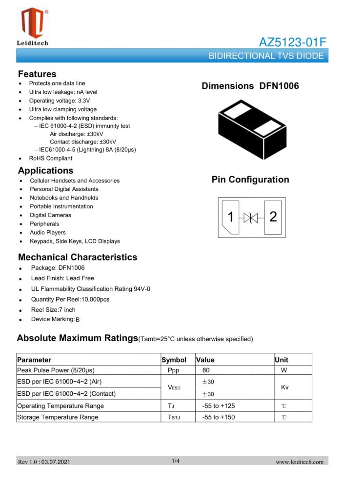 AZ5123-01F datasheet page 1
