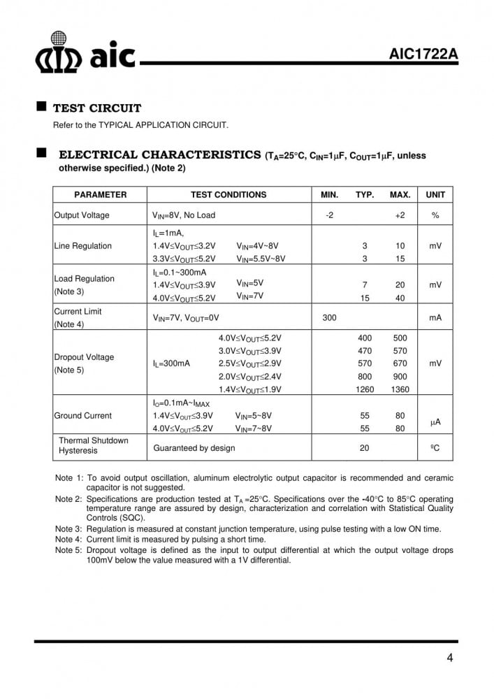 AIC1722A datasheet page 4