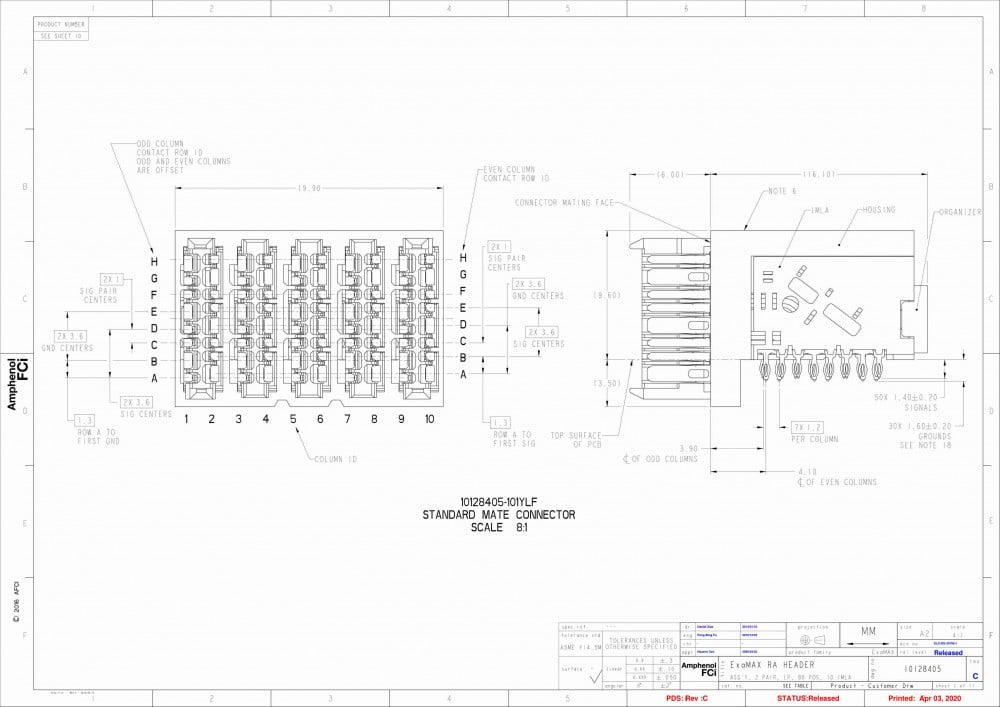 Amphenol 10128405 drawing page 1