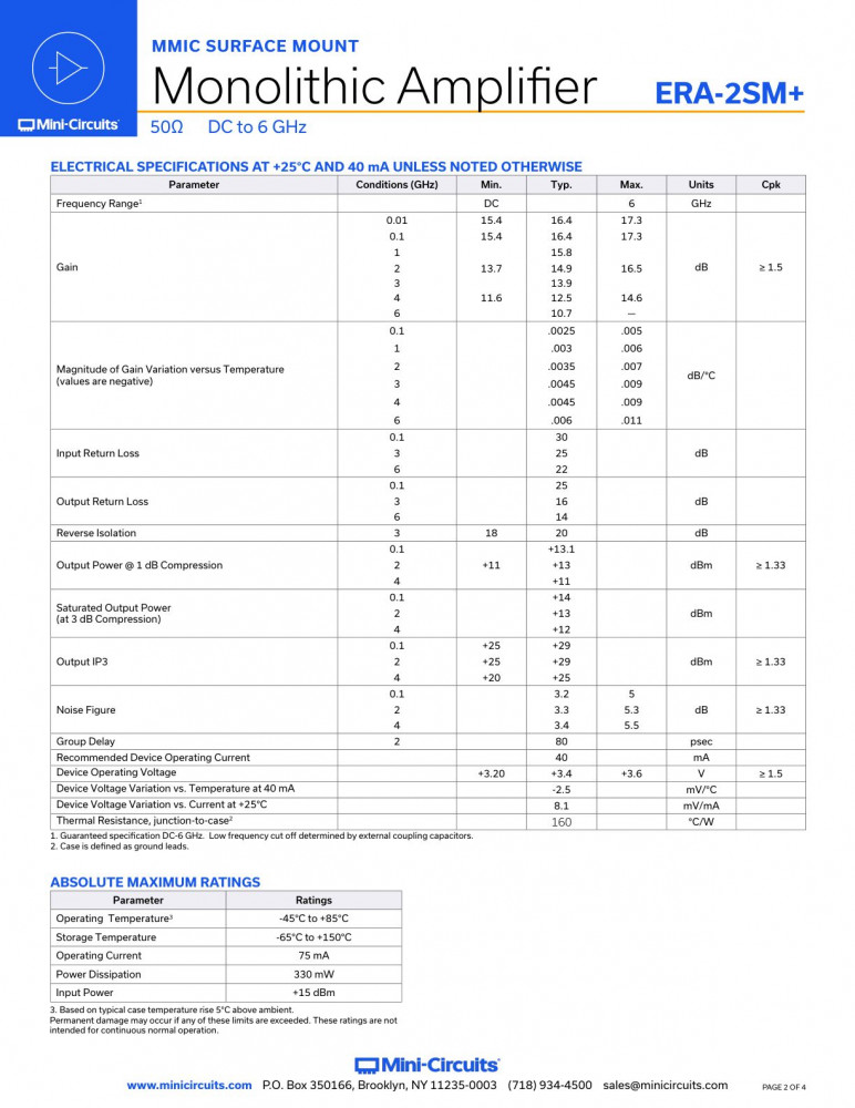 ERA-2SM+ datasheet page 2