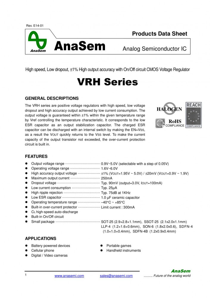 AnaSem VRH Series datasheet page 2