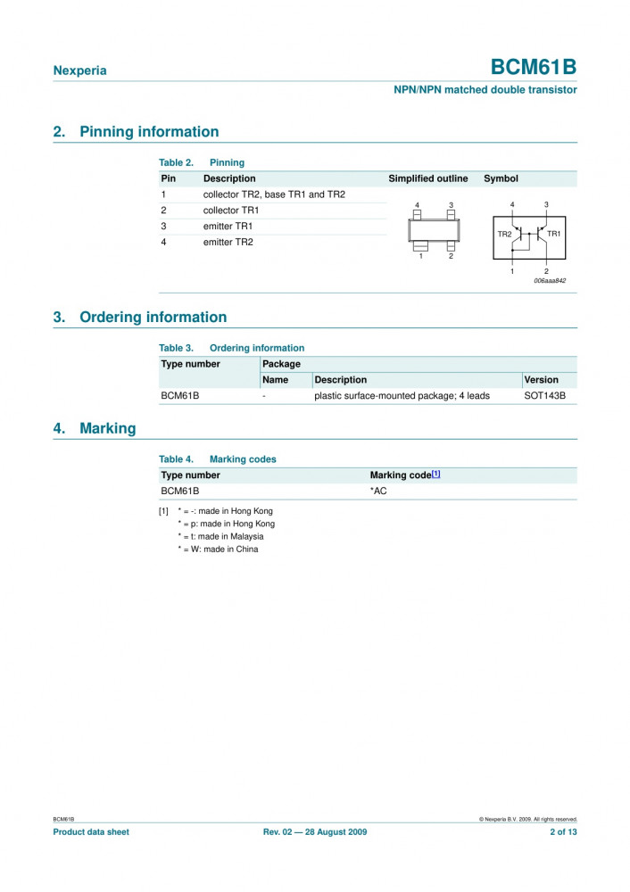 BCM61B datasheet page 2
