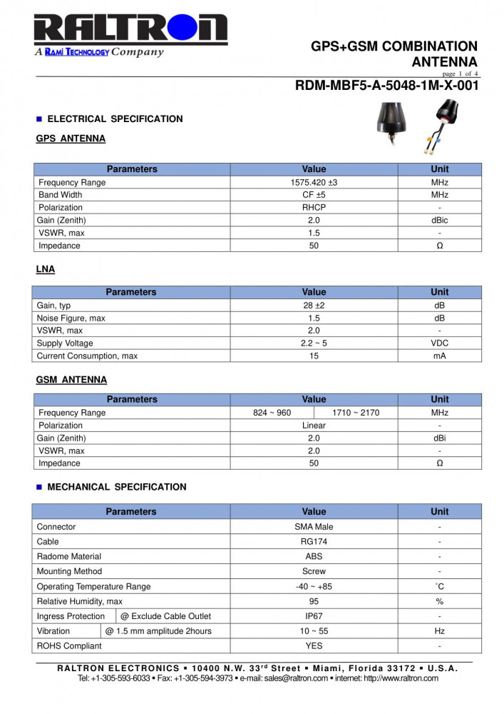 Raltron datasheet page 1