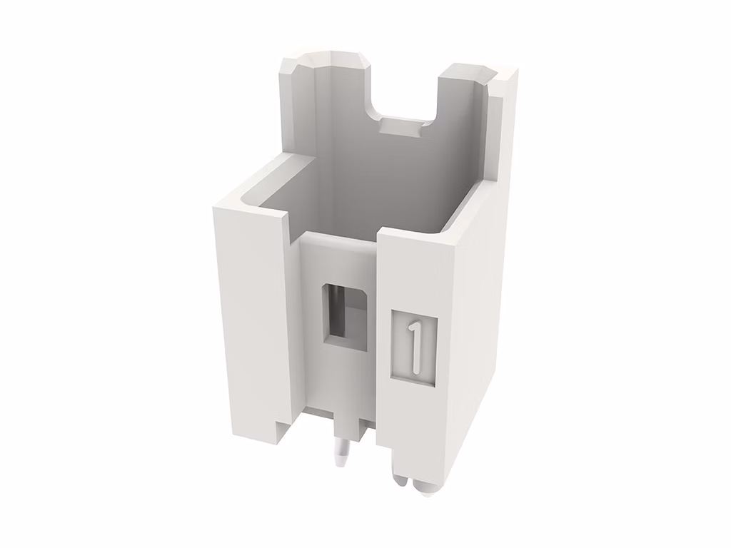 2.50mm Pitch, Mini-Lock PCB Header, Single Row, Right-Angle, Through Hole, Tin Plating, Positive Lock, 5 Circuits, Radial Tape, 3.40mm PC Tail Length, White
