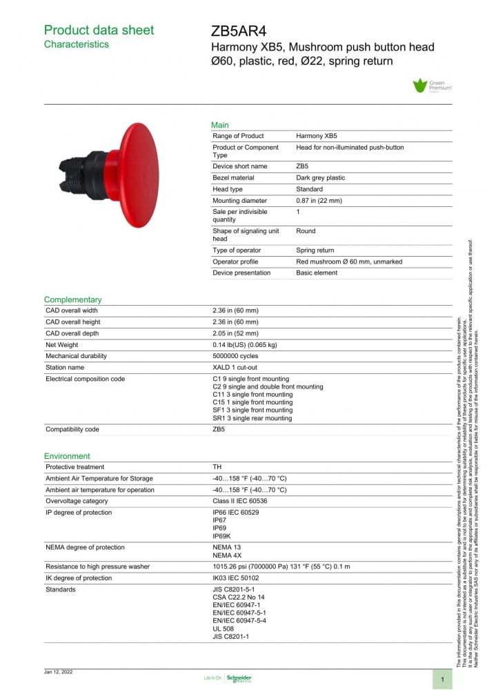 ZB5AR4 technical document page 1