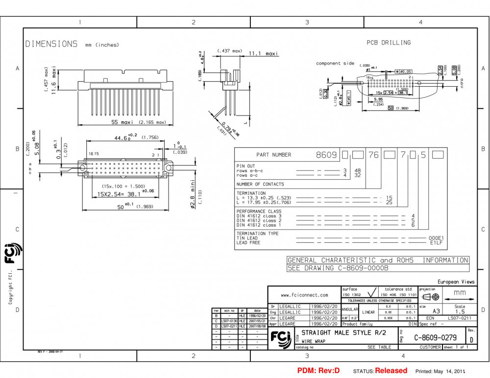 Amphenol 86093487615755E1LF product document page