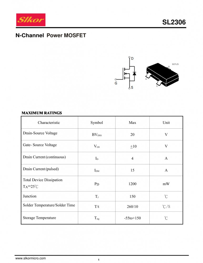 SL2306 datasheet page 1