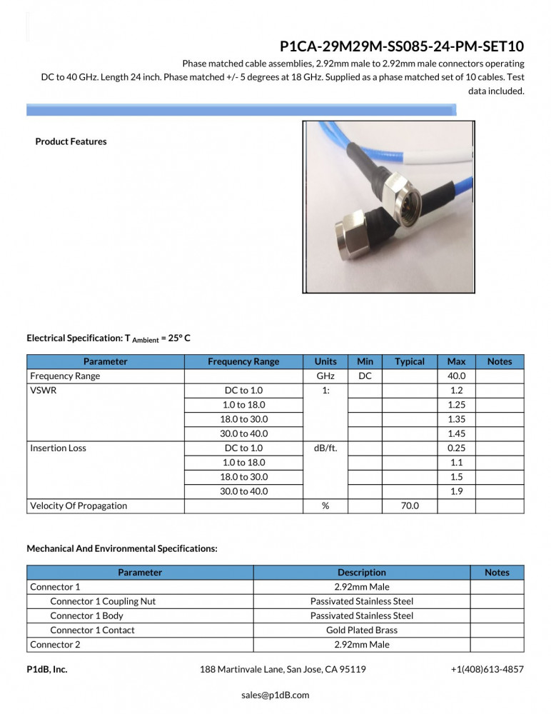P1CA-29M29M-SS085-24-PM-SET10 product document, page 1