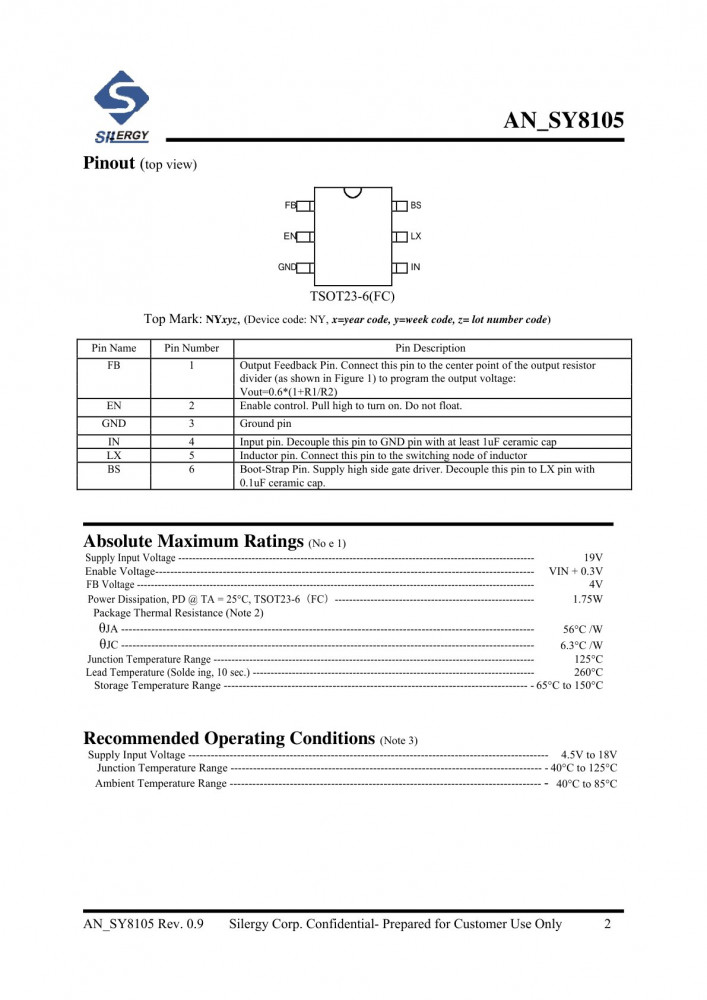 SY8105ADC datasheet page 2