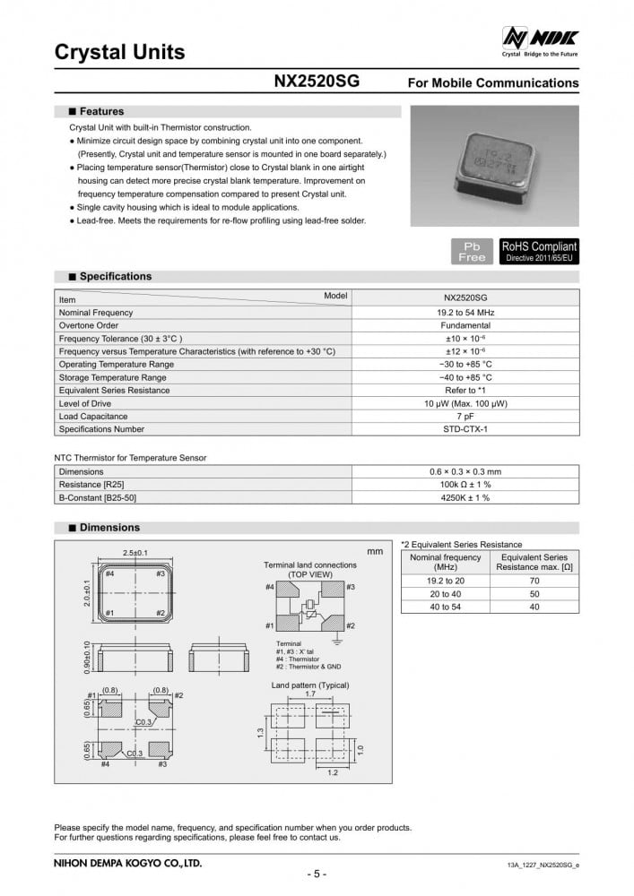 NDK NX2520SG technical document preview
