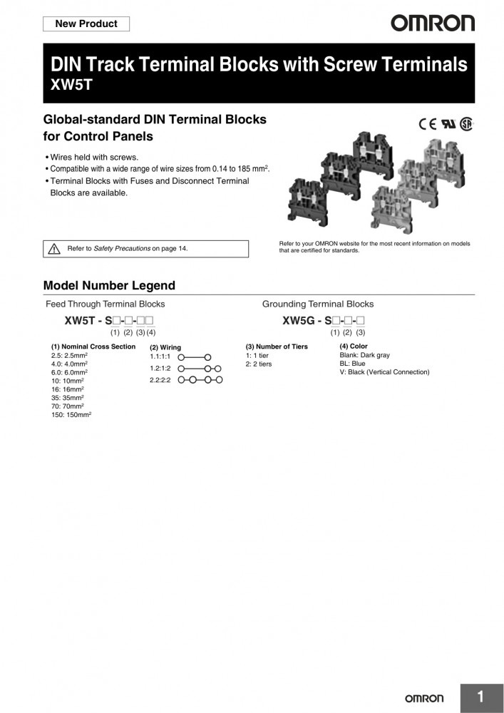 OMRON XW5E-S16 documentation page 1