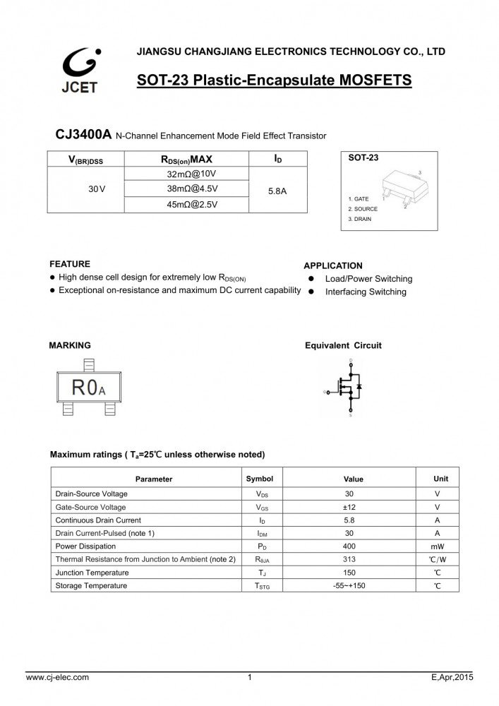 CJ3400A datasheet page 1