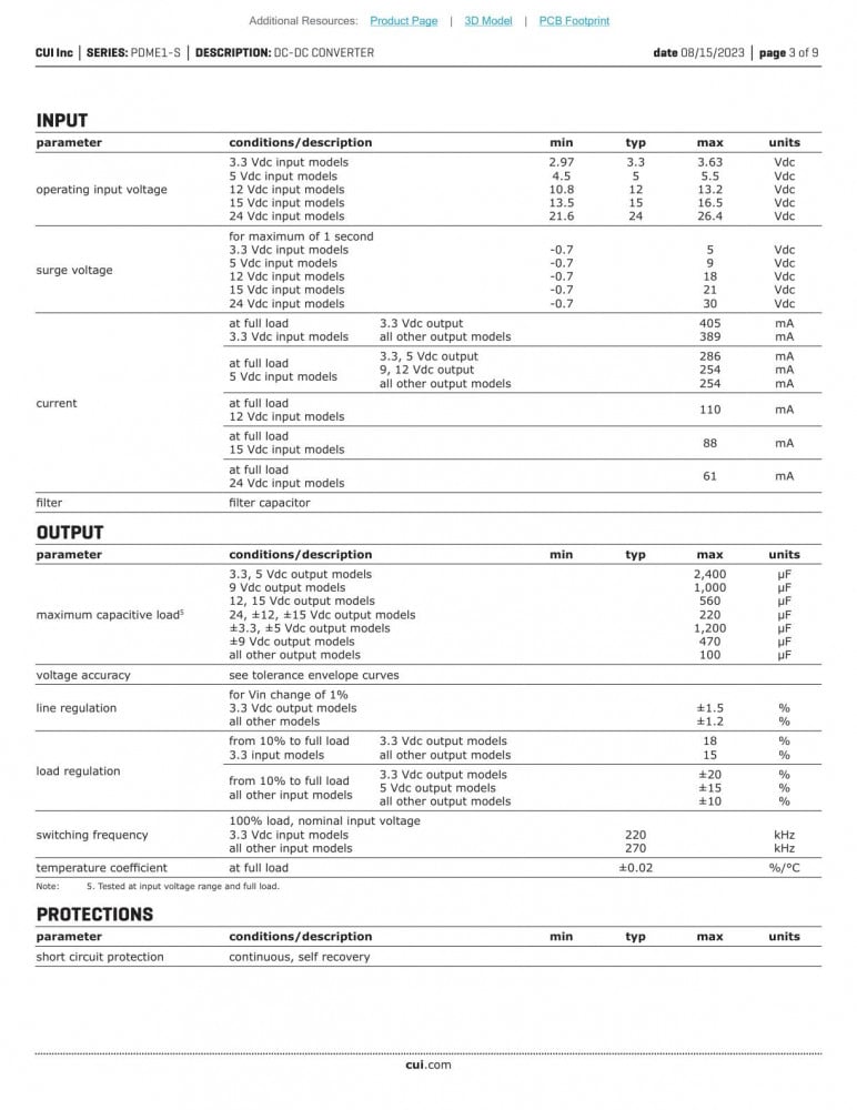 CUI PDME1-S series datasheet page 3