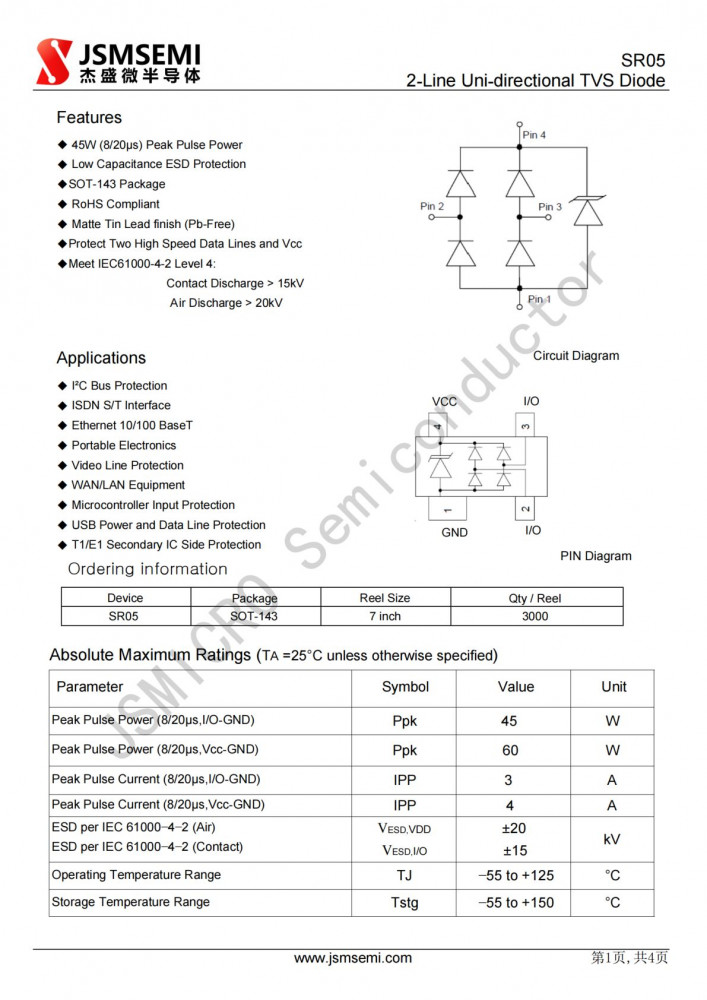 SR05 datasheet page 1