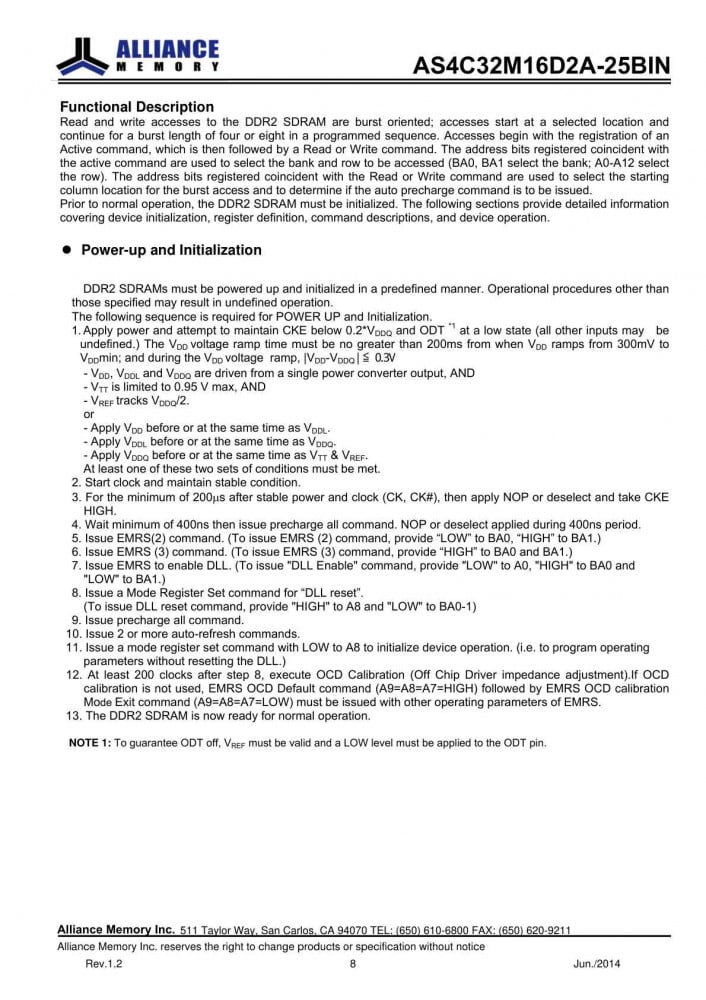 AS4C32M16D2A-25BIN datasheet page 8