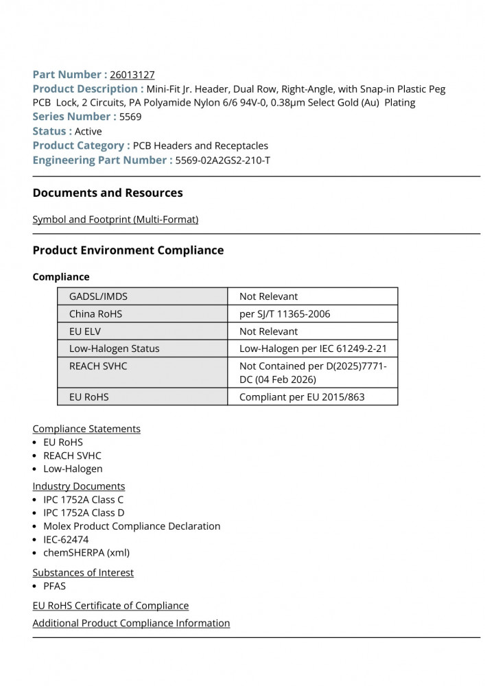 Product specification document preview, page 1