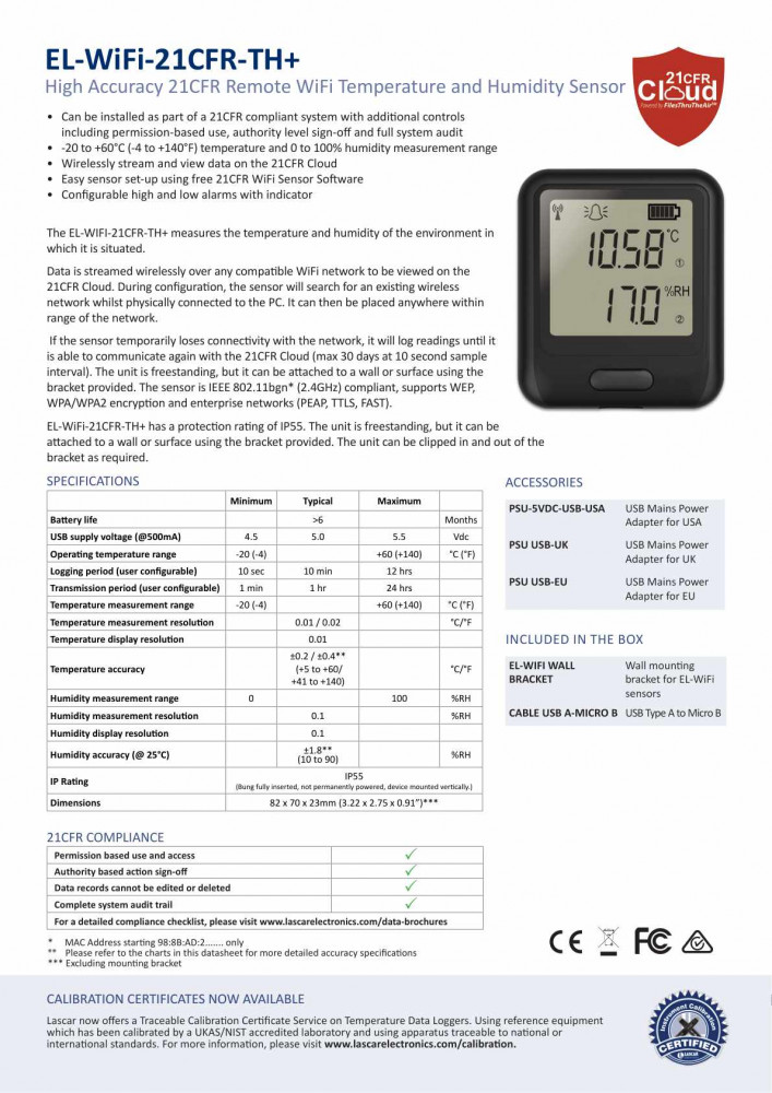 EL-WiFi-21CFR product document, page 1