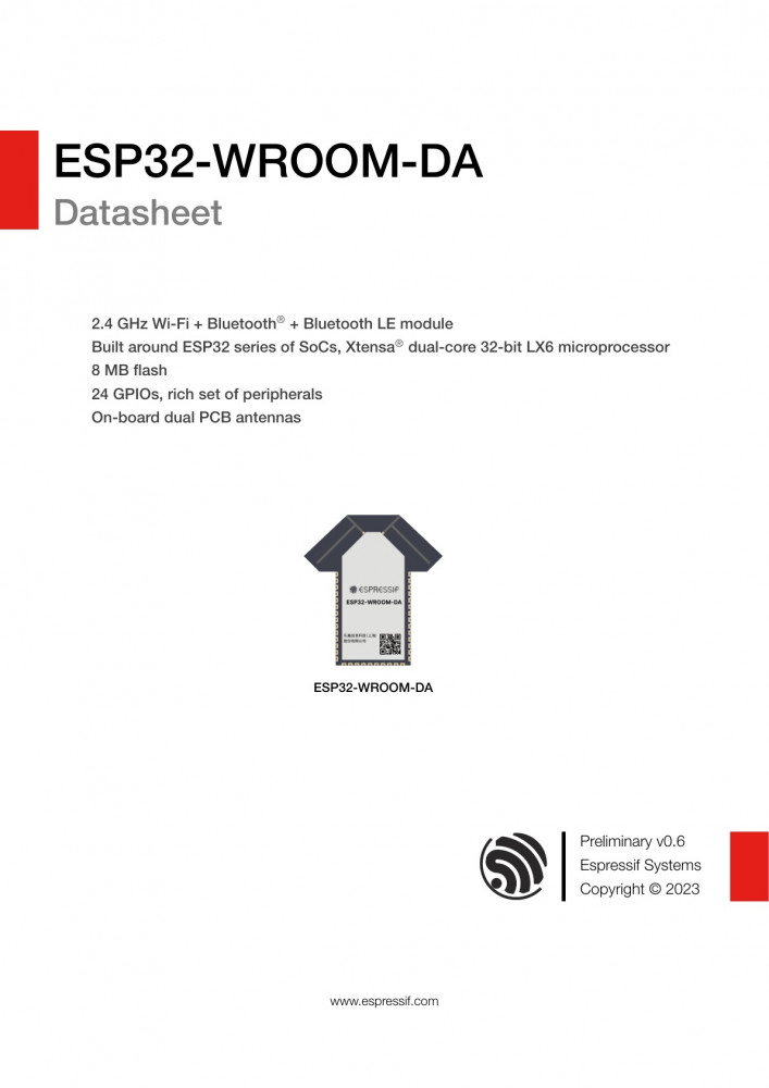 ESP32-WROOM-DA datasheet page 1