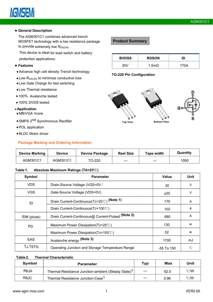 AGM301C1 datasheet page 1