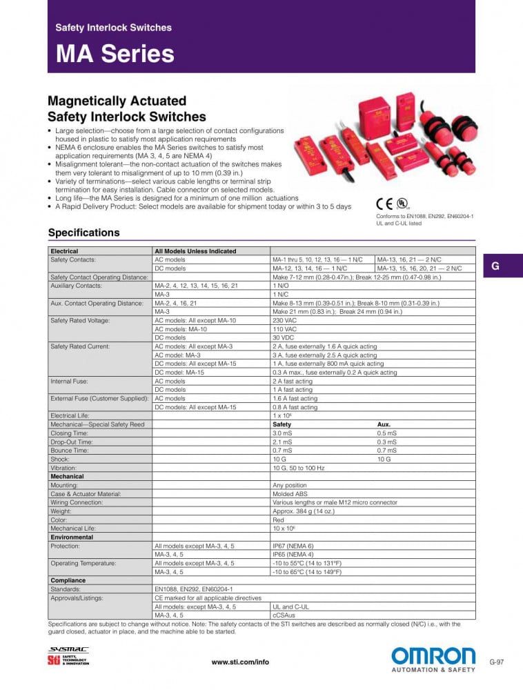 MA Series datasheet page 1