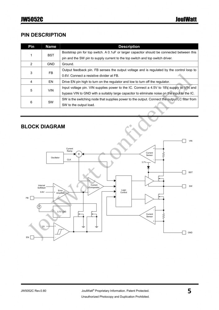 JW5052C datasheet page 5
