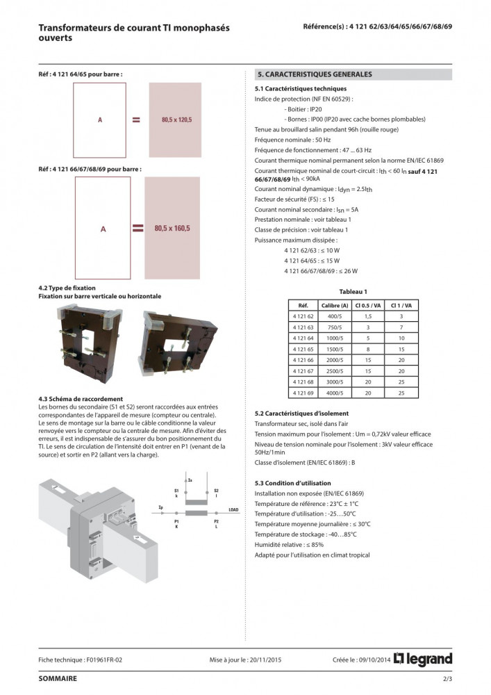 Legrand current transformer technical document, page 2