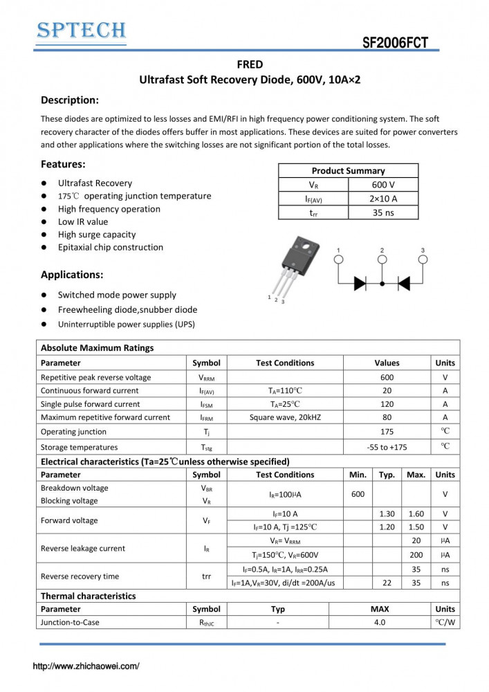 SF2006FCT datasheet page 1