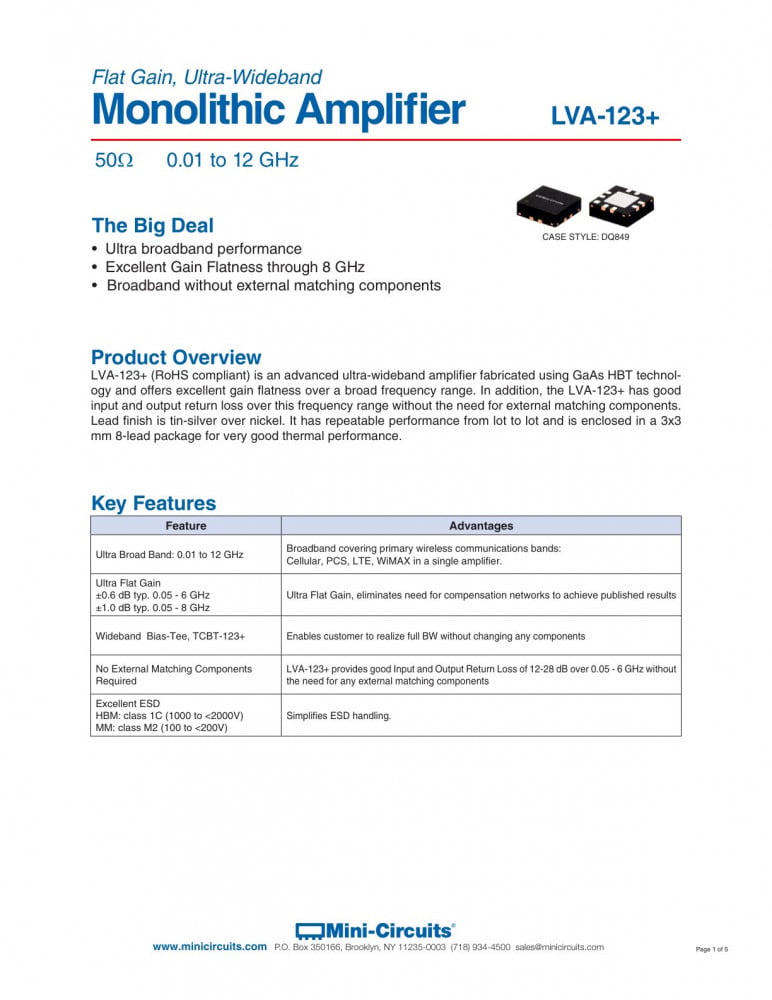 LVA-123+ datasheet page 1